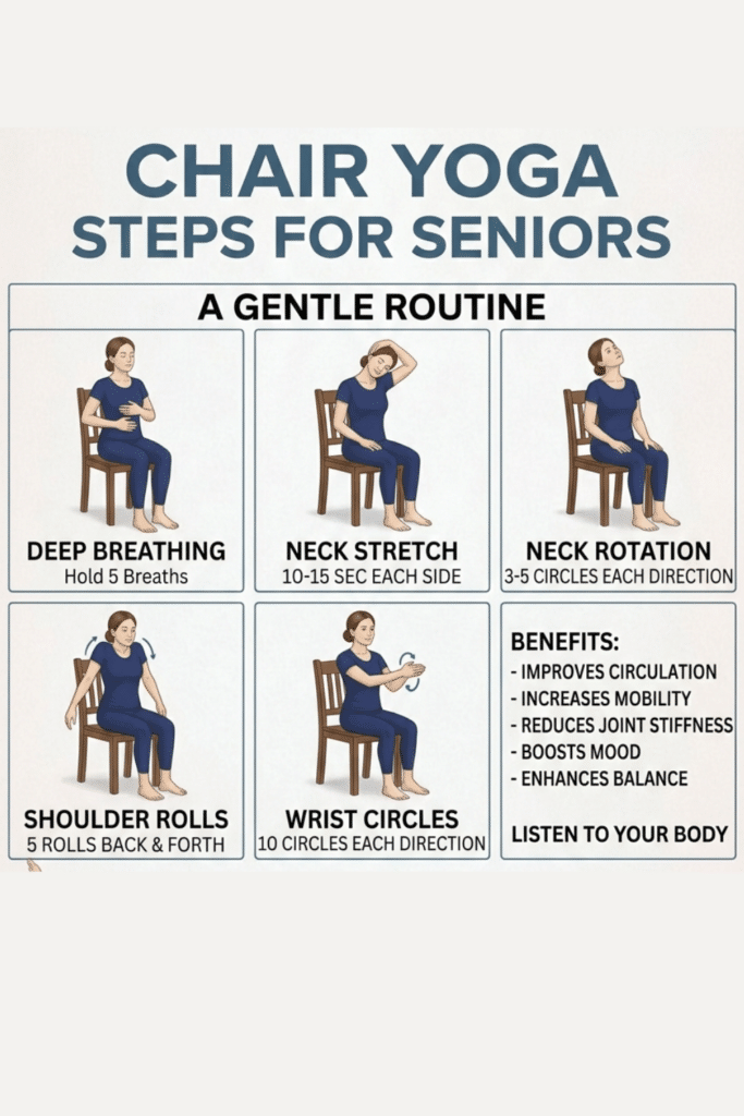 30 Free Printable Chair Yoga Exercises for Seniors (Safe & Easy Guide ...